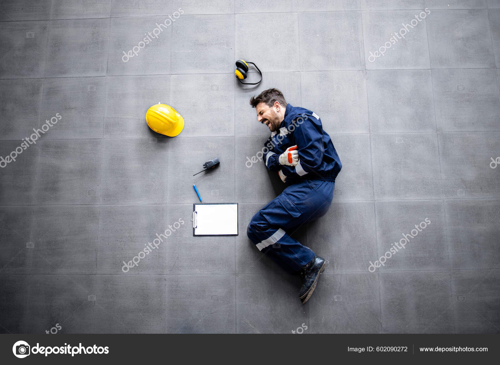 Factory Worker Having Strong Stomach Pain Health Problems Work Stock ...