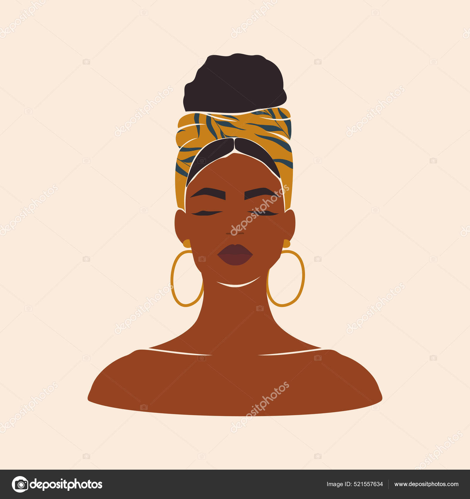 Portrait African American Woman Stock Illustration By ©ingrid 521557634