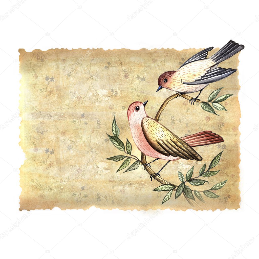 Watercolor background with birds Stock Photo by ©Ann_art 45789071
