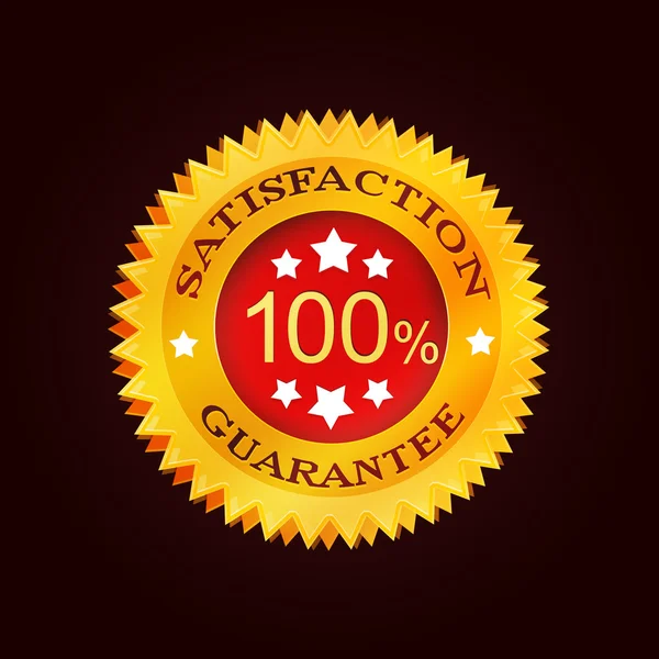 Golden sign 100 percent satisfaction guarantee. Flat vector ...