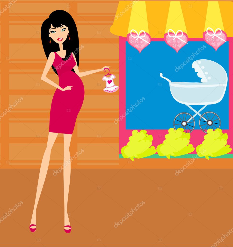 Beautiful Pregnant Woman — Stock Vector © Jackybrown 12424634