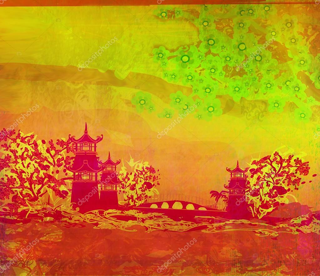 Old paper with Asian Landscape Stock Photo by ©JackyBrown 12488485