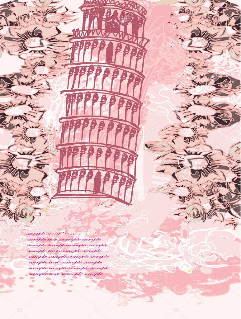 Vintage vector pisa tower background Stock Vector by ©JackyBrown 18411609