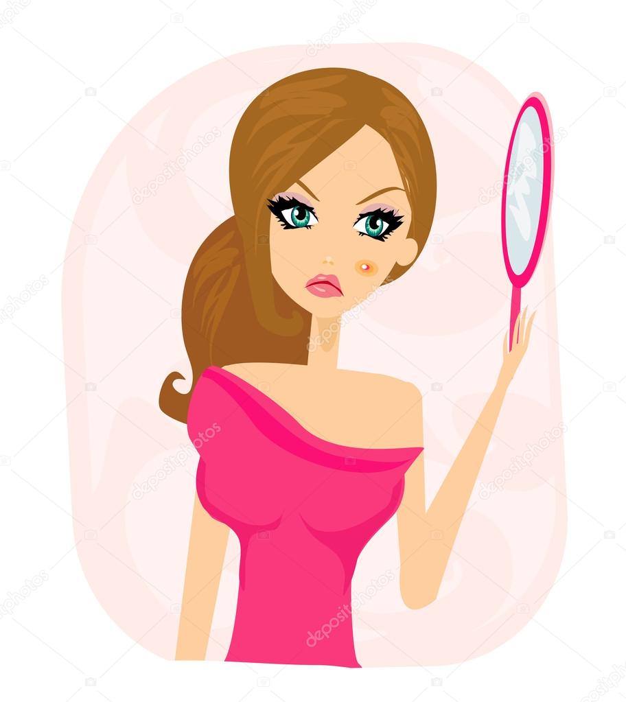 Girl With A Pimple — Stock Vector © Jackybrown 21714107