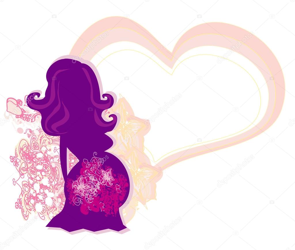 The Pregnant Girl In A Flower Abstract Background Stock Vector Image