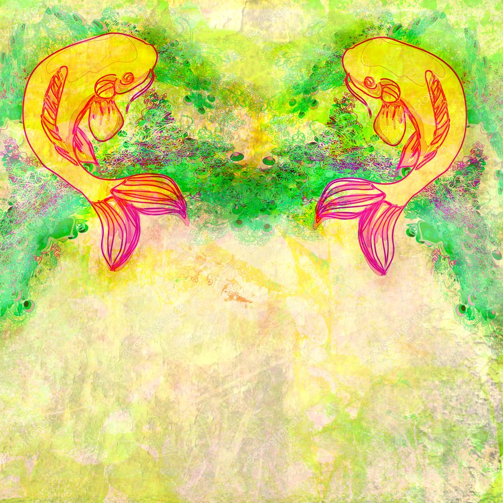 Japanese koi fish grunge background Stock Illustration by ©JackyBrown ...