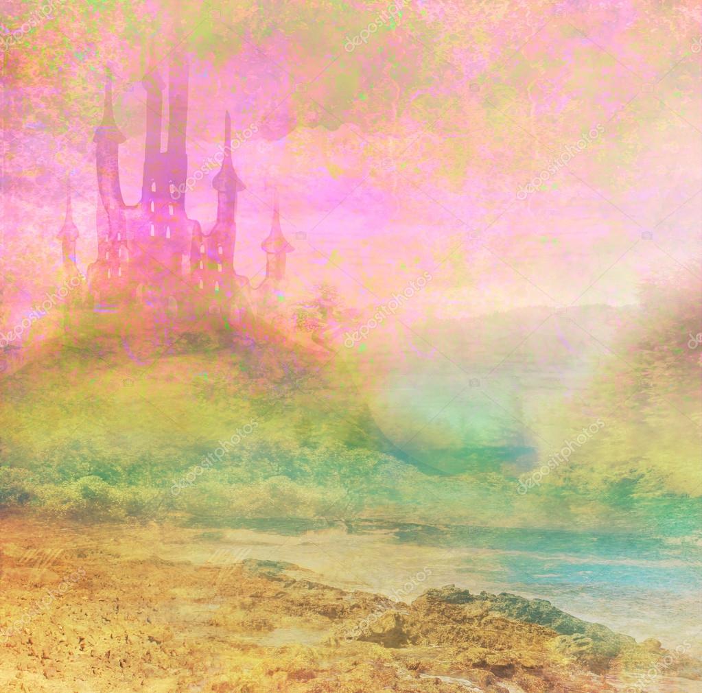 Landscape with old castle - abstract illustration — Stock Photo ...