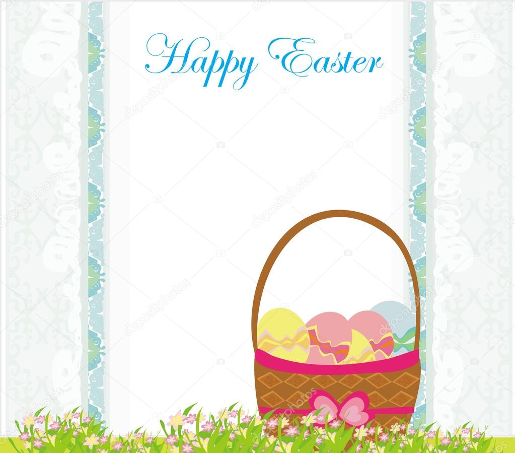 Happy easter border with eggs - card Stock Vector by ©JackyBrown 43818561