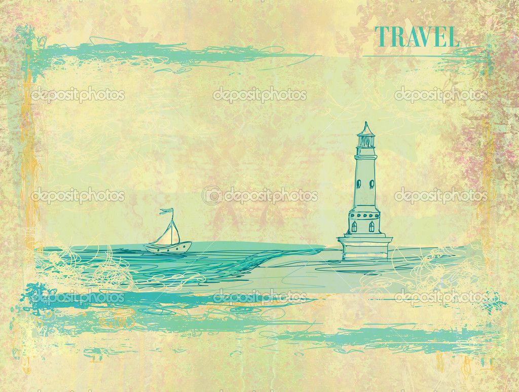 Retro background with lighthouse Stock Photo by ©JackyBrown 44663925