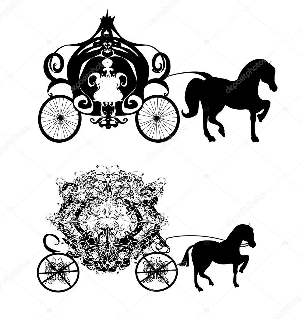 Vintage carriage - two vector icons Stock Vector by ©JackyBrown 45010637