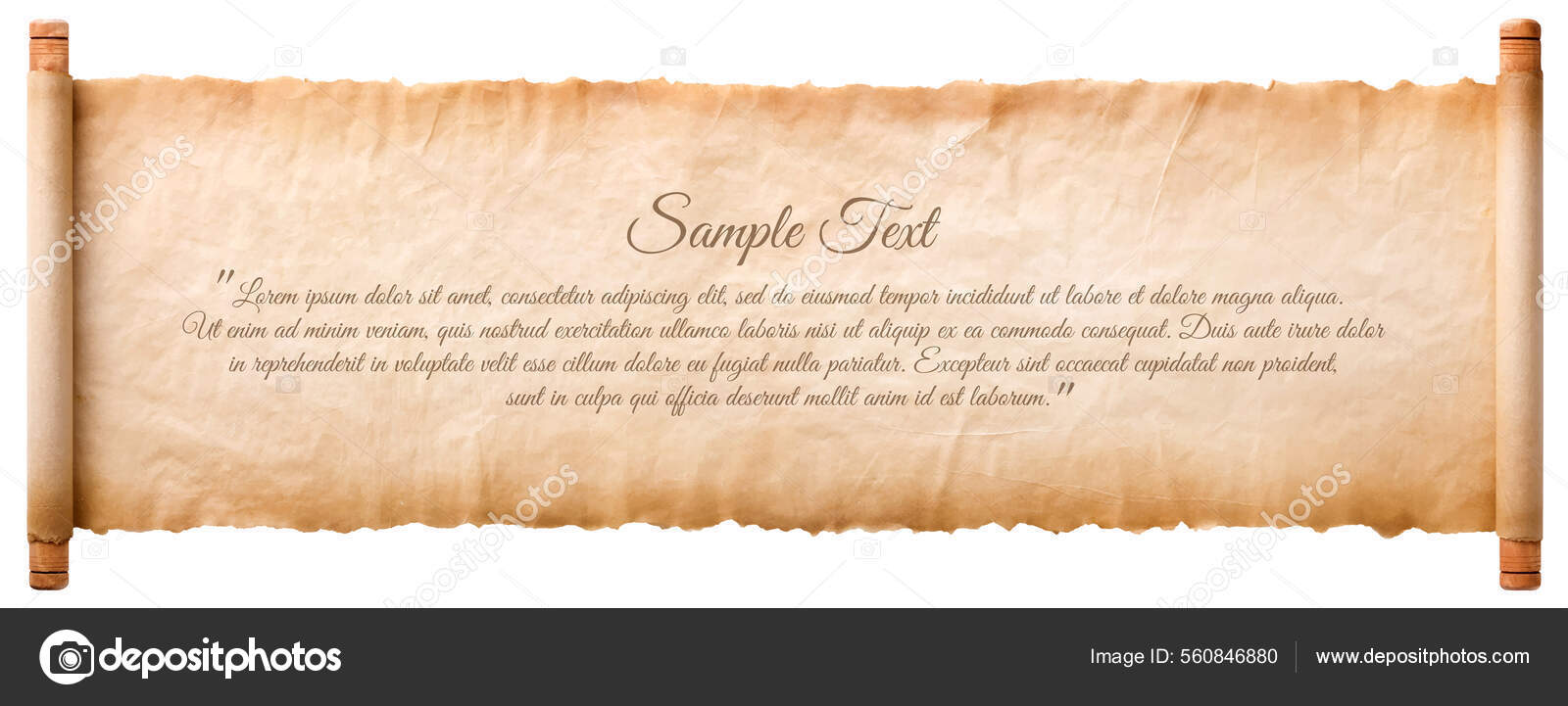 Old Parchment Paper Scroll Sheet Vintage Aged Texture Isolated White ...