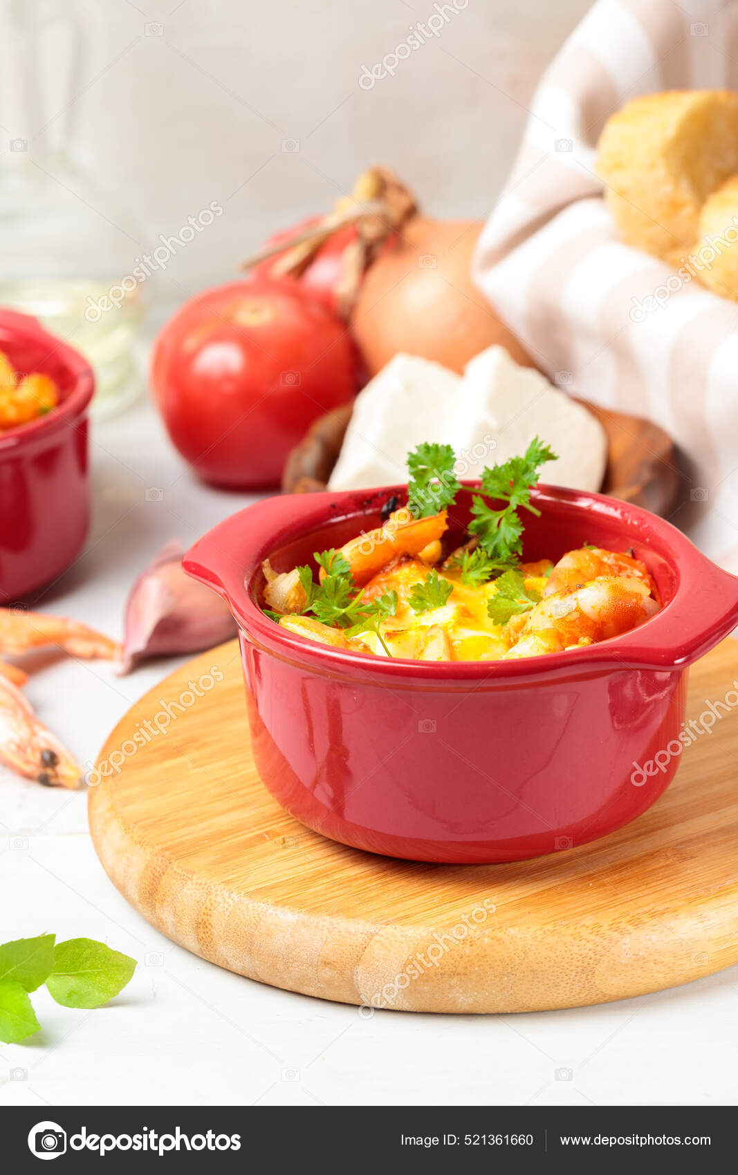 Fotos de Garides Saganaki Aperitivo Griego Caliente Camarones Cretense ...