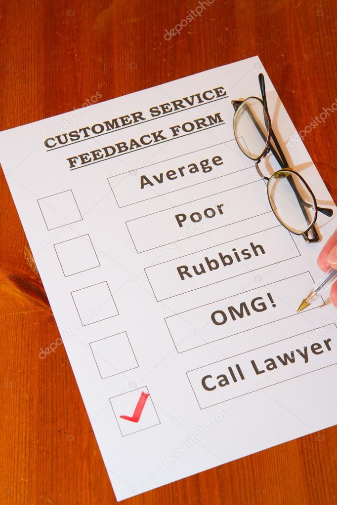Fun Customer Service Feedback Form on brown — Stock Photo ...