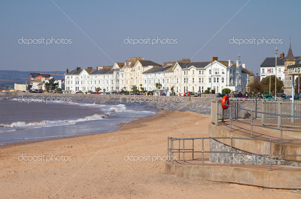 Exmouth beach and seafront Devon South West England a popular tourist ...