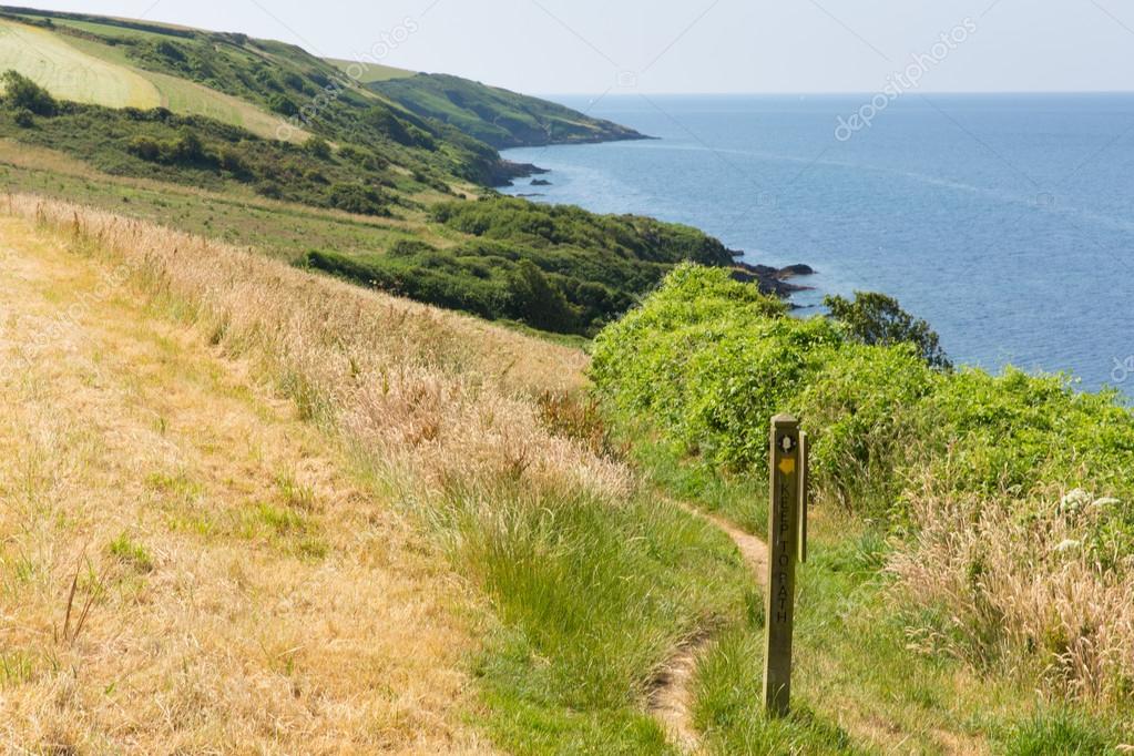 South West Coast Path from Polkerris Cornwall heading in a southerly ...