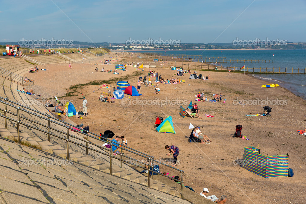 Dawlish Warren beach Devon England on blue sky summer day — Stock Photo ...
