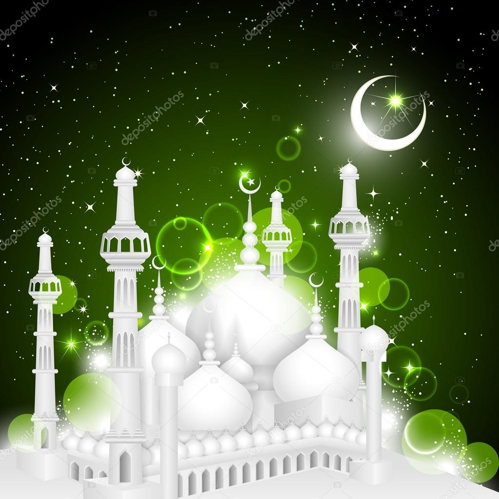 Eid Mubarak background with Islamic Mosque Stock Vector Image by ...