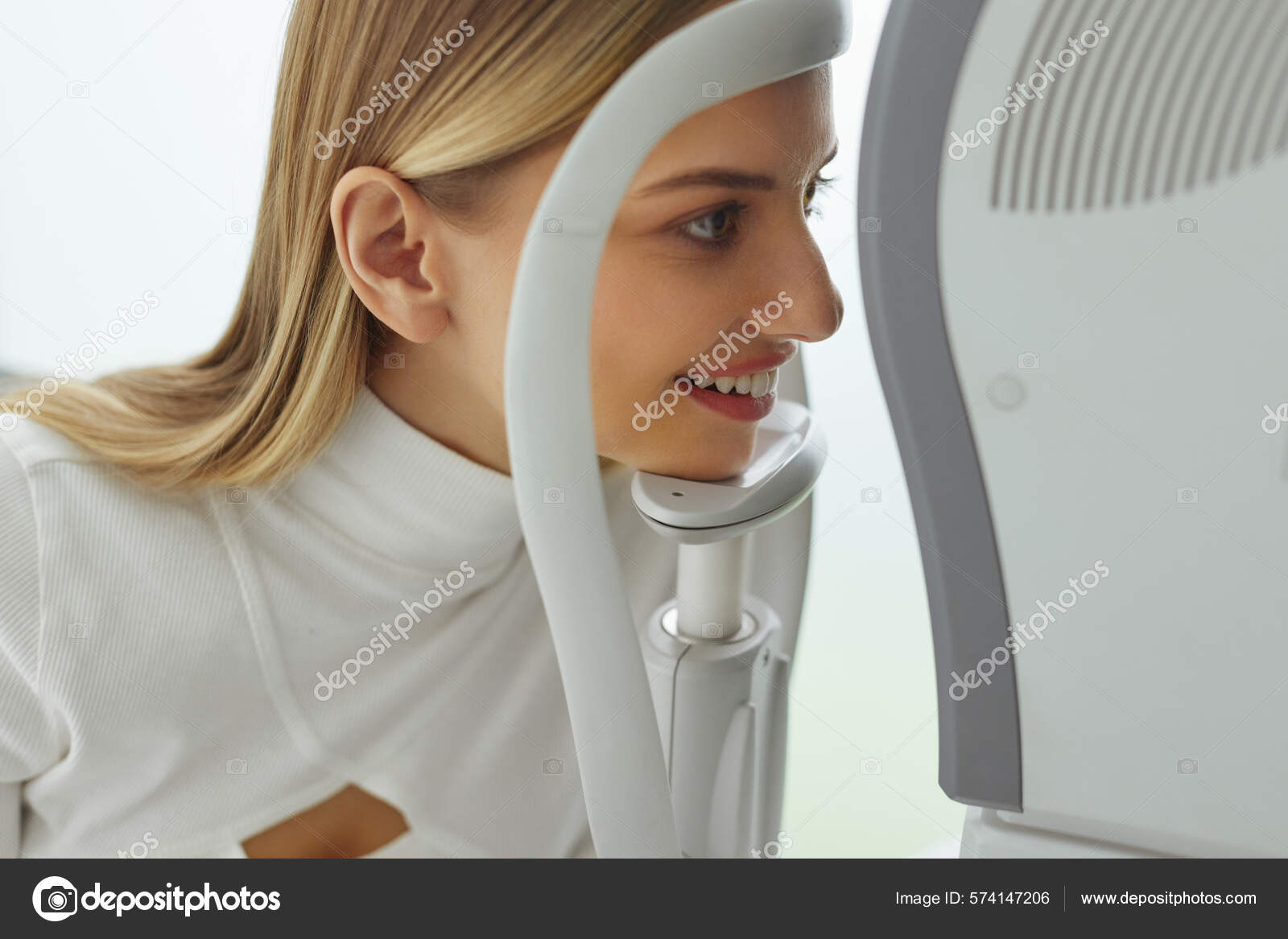 Eyesight Exam Woman Checking Eye Vision Optometry Equipment Female ...