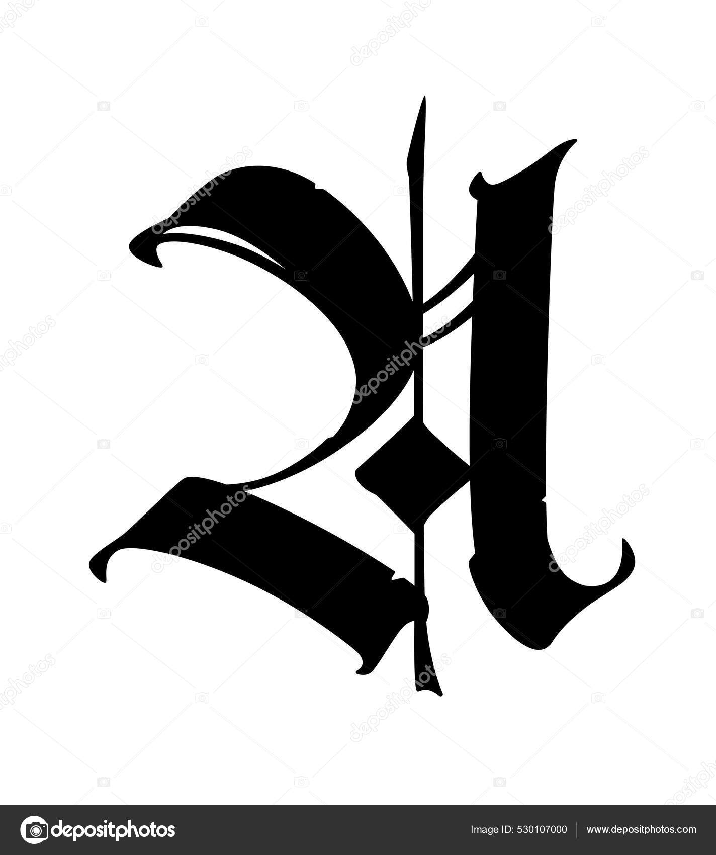 Letra Estilo Gótico Vector Alfabeto Símbolo Está Aislado Sobre Fondo ...