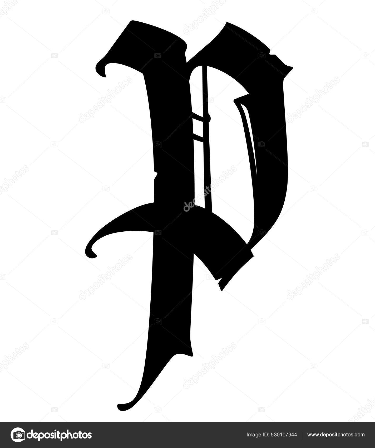 Letter Gothic Style Vector Alphabet Symbol Isolated White Background ...