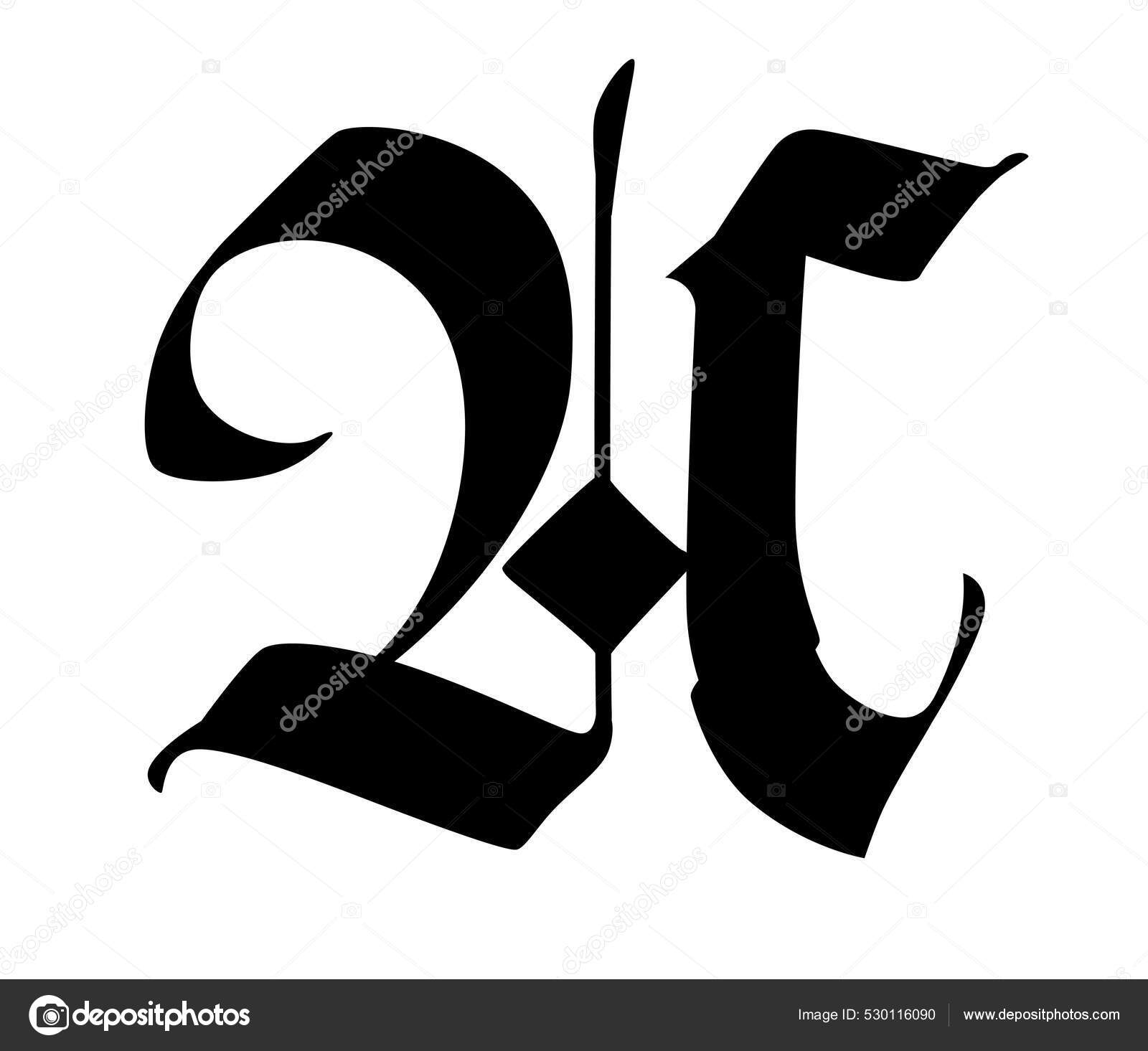 Letter Gothic Style Vector Alphabet Symbol Isolated White Background ...