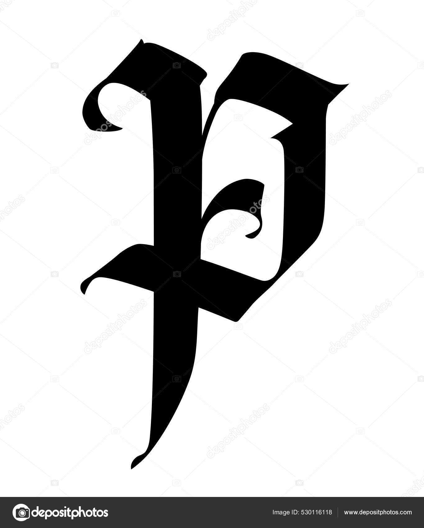 Letter Gothic Style Vector Alphabet Symbol Isolated White Background ...