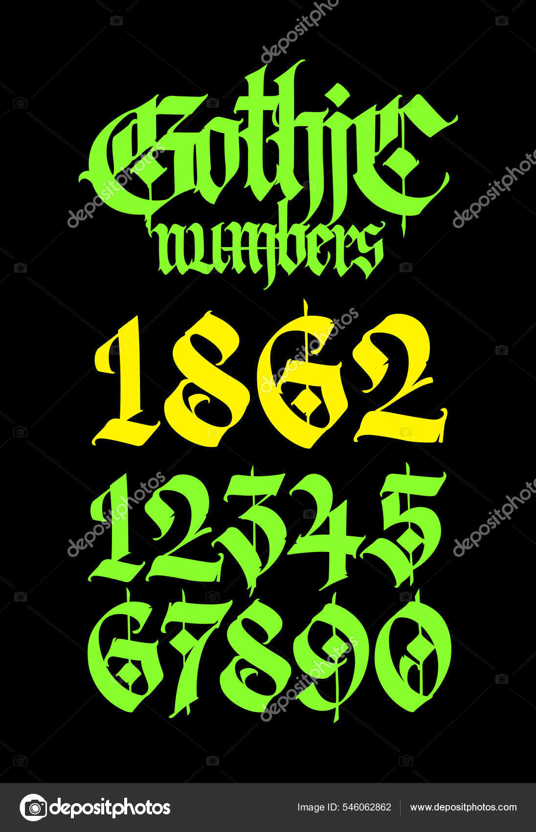 Gothic Calligraphy Numbers