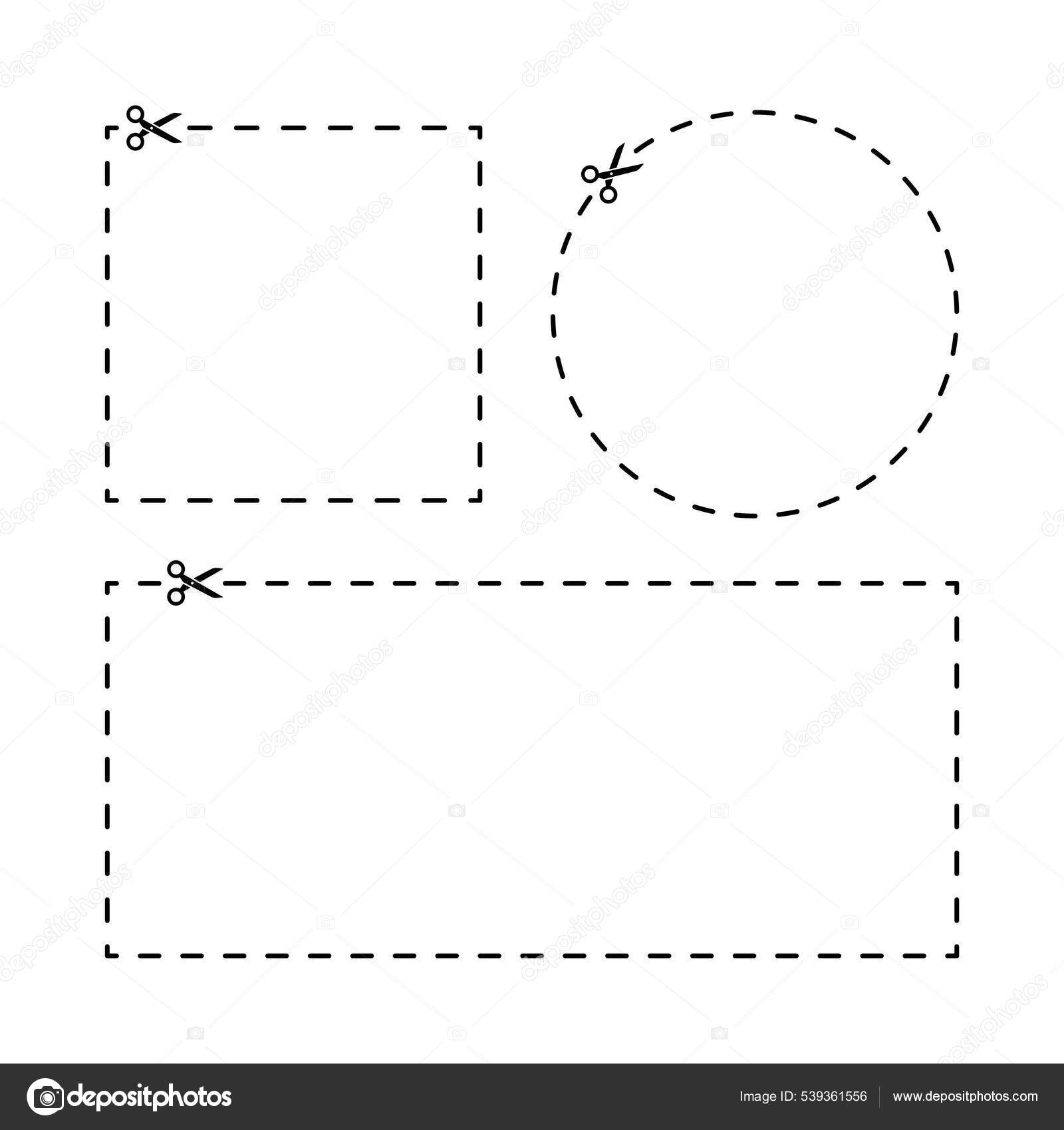 Cut Here Line Icon Pack Scissor Cutting Line Symbol Vector Stock Vector ...