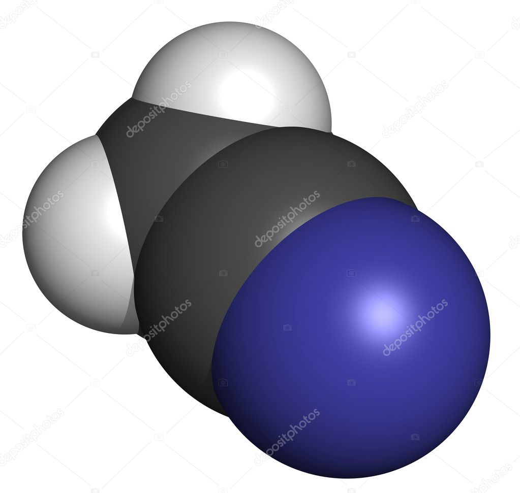 Acetonitrile (CH3CN, ACN) molecule, chemical structure — Stock Photo ...
