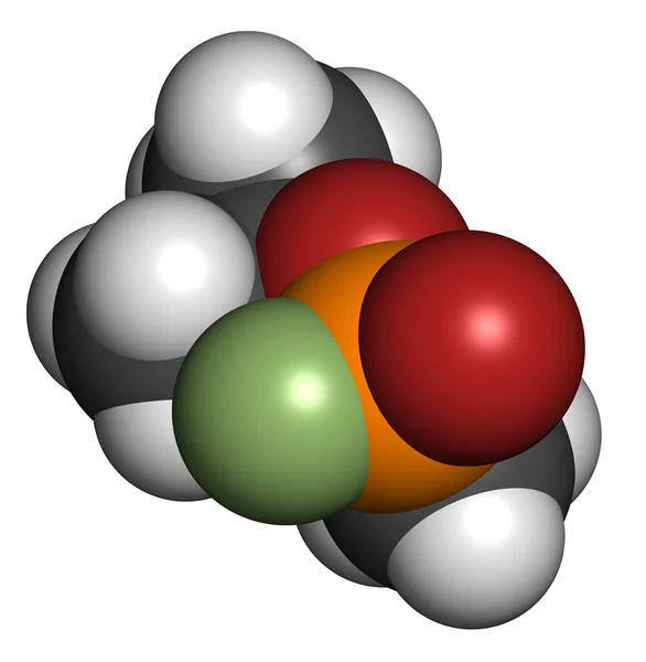 Sarin nerve agent, molecular model. Sarin is a chemical weapon, - Stock ...