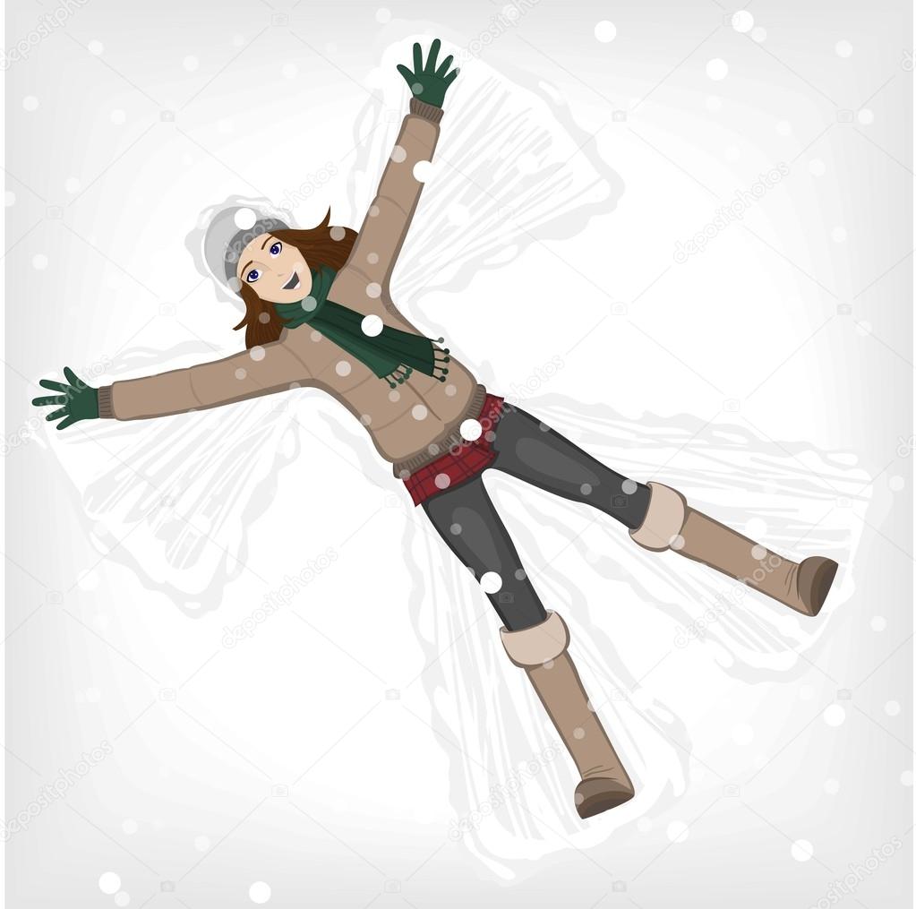 Snow Angel Girl — Stock Vector © Ragakawaw 23518117