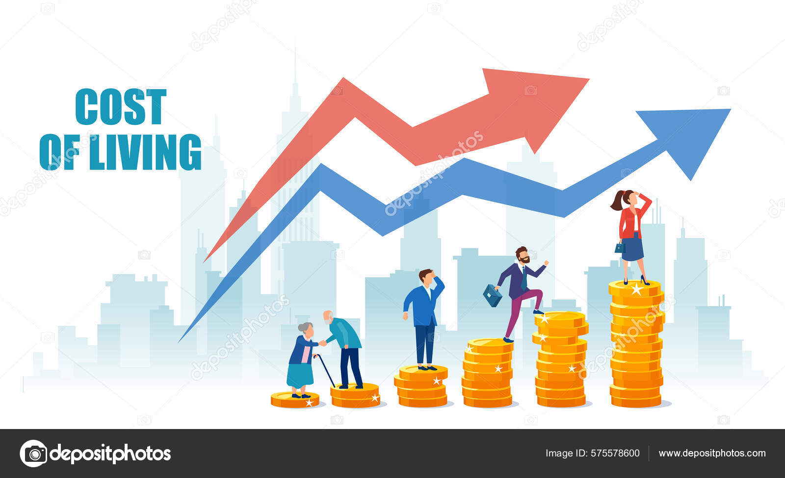 Aumento Del Coste Vida Concepto Inflación Economía vector, gráfico ...