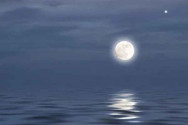 Full moon over the ocean - Stock Image - Everypixel
