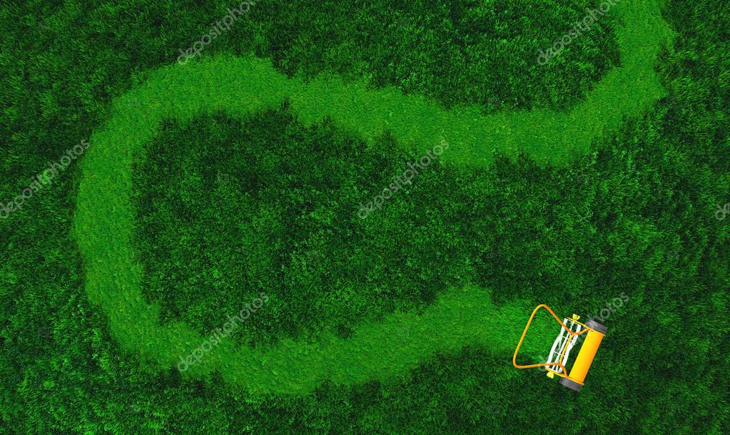 A push lawn mower draws a path — Stock Photo © TaiChesco #31251933
