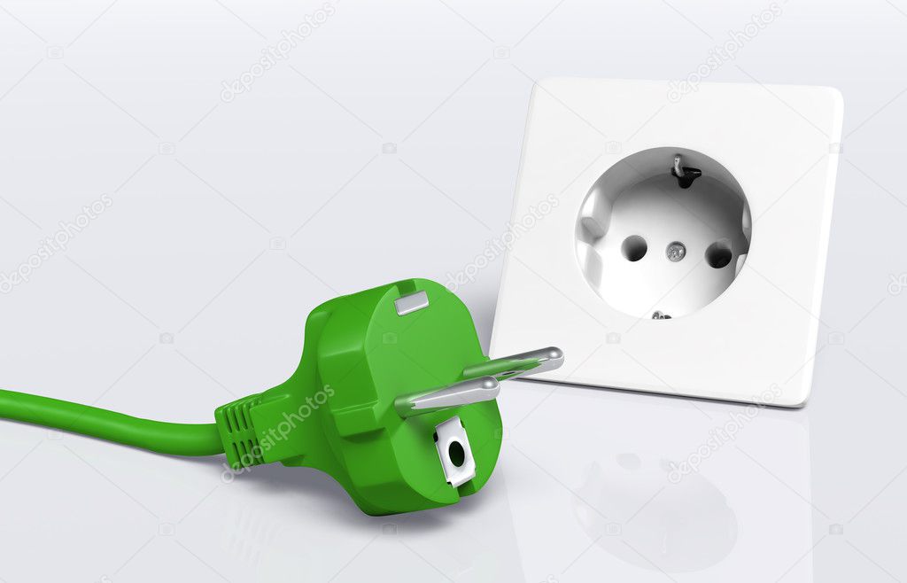 Green plug and socket — Stock Photo © TaiChesco #32840201