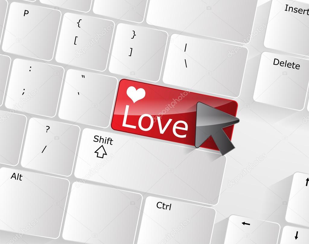 Computer keyboard - red key Love, close-up Stock Vector Image by ...