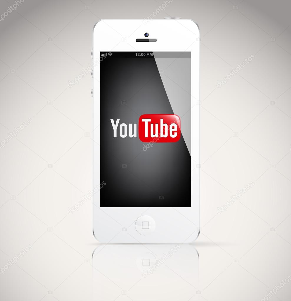 Phone device similar to iphon, showing the YouTube logo. Stock Vector ...