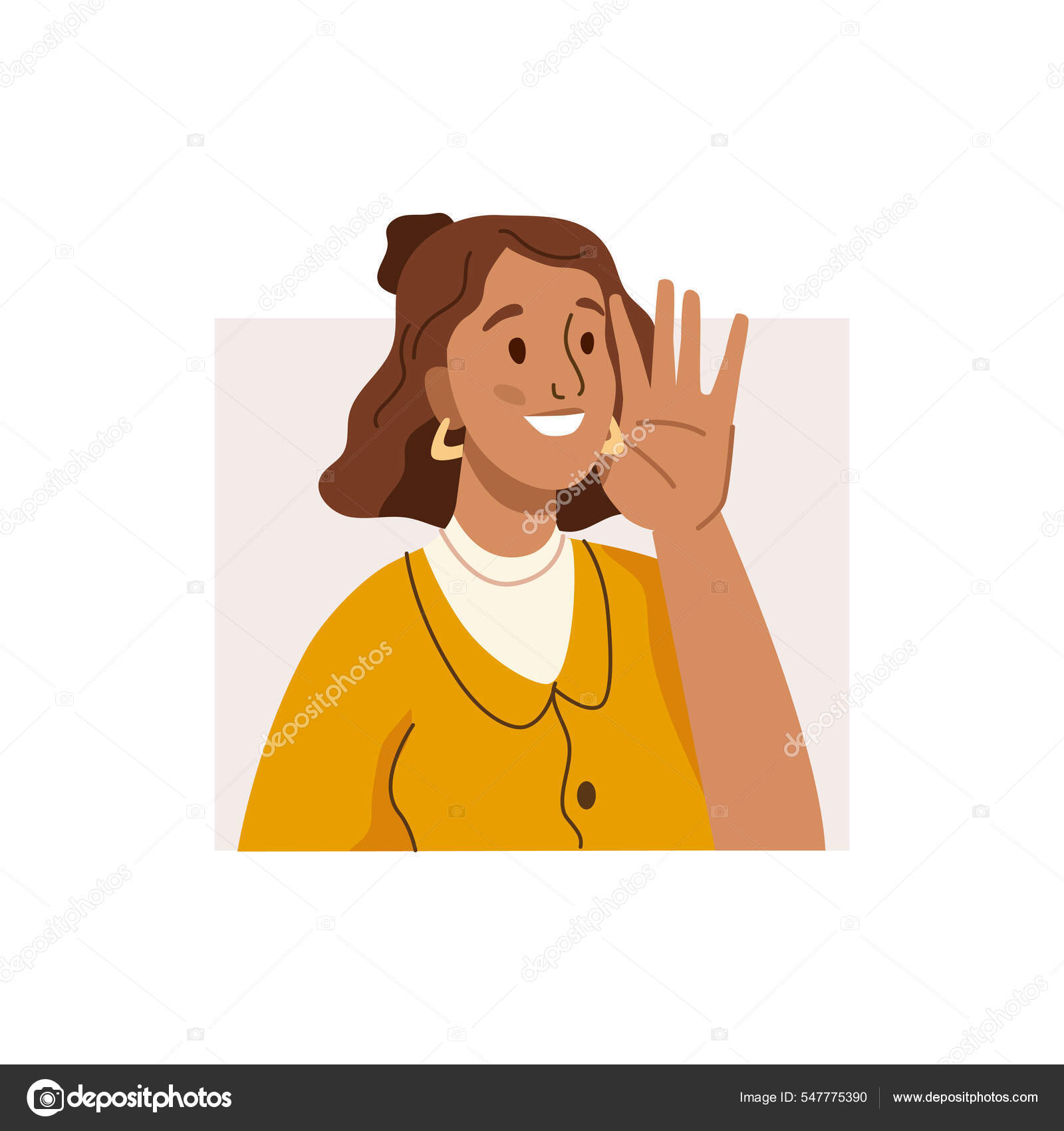 Cartoon Girl Waving Hello
