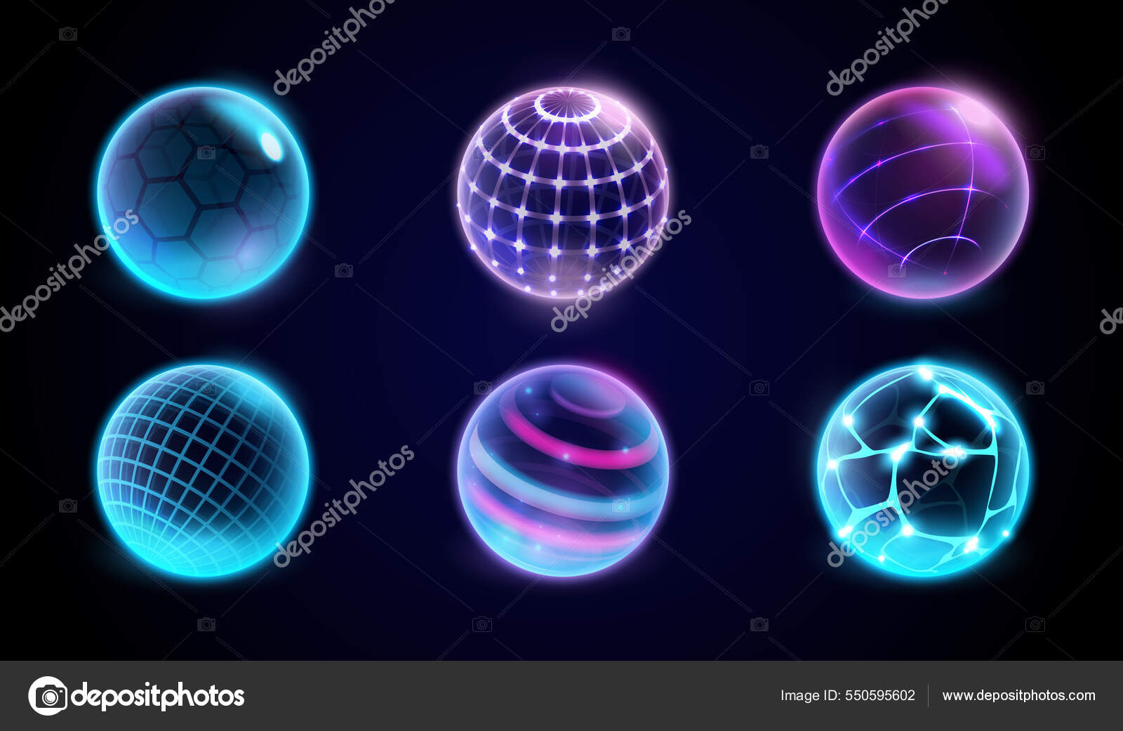 Protect energy spheres set, ball with mesh barrier Stock Vector Image ...