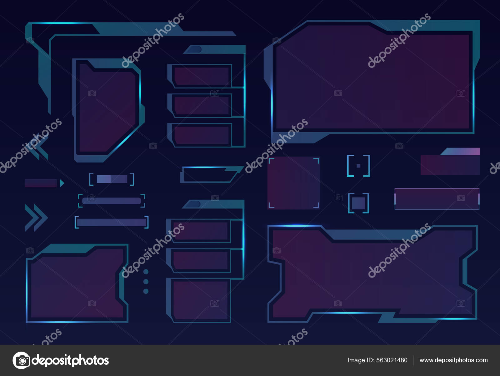 Hud interface, set of frames and displays vector Stock Vector by ...