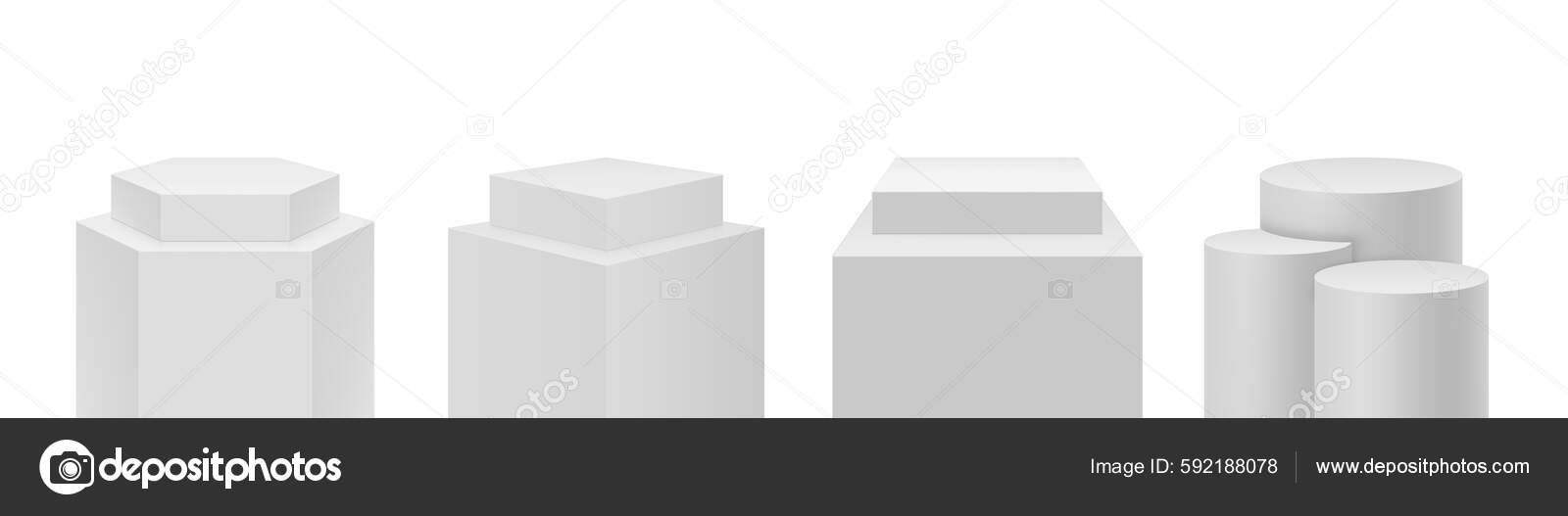 White Realistic Podiums Set Isolated Steps Pedestal Vector Illustration ...