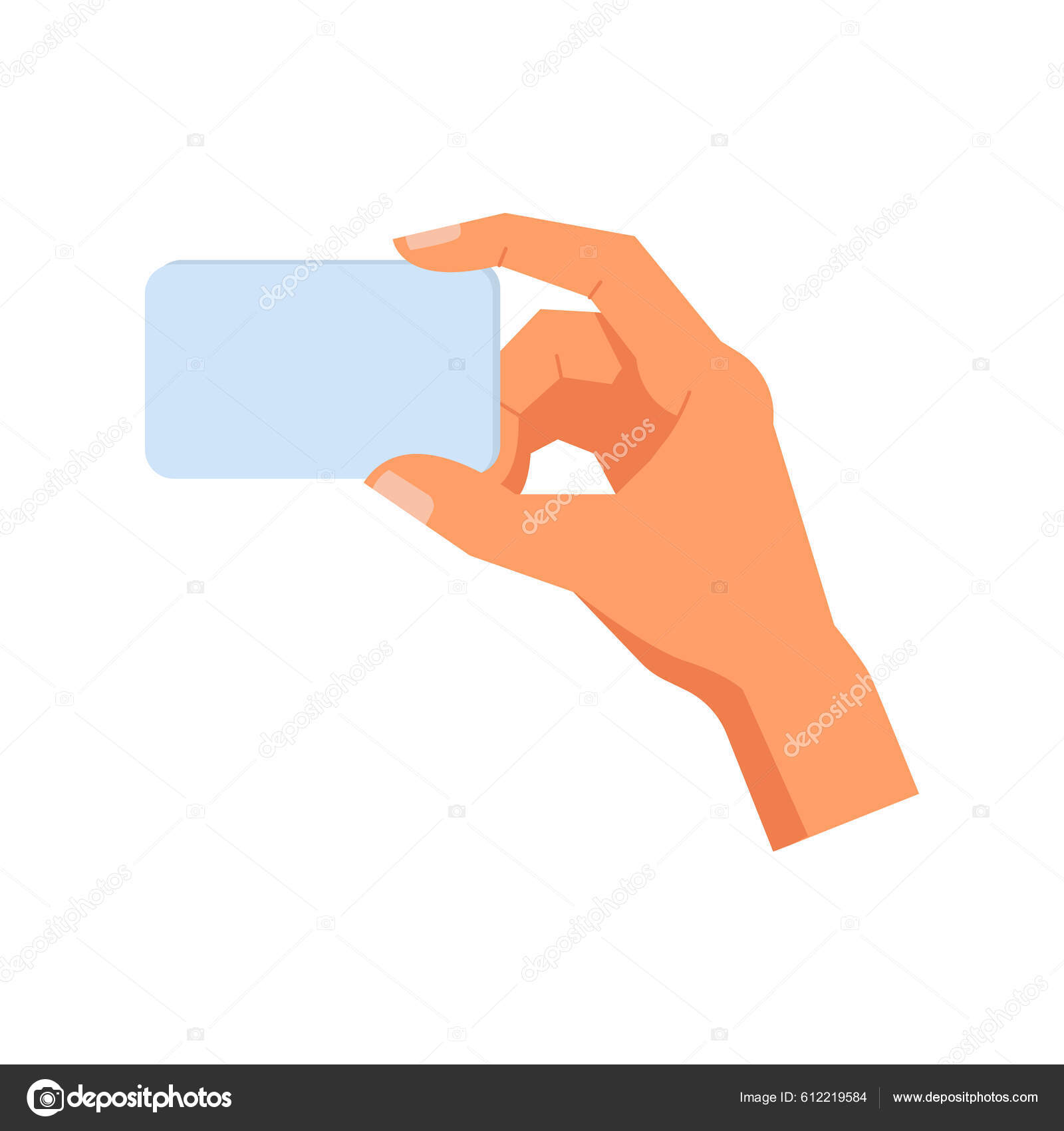 Hand Holding Empty Bank Card Flat Cartoon Vector Blank Business Stock ...