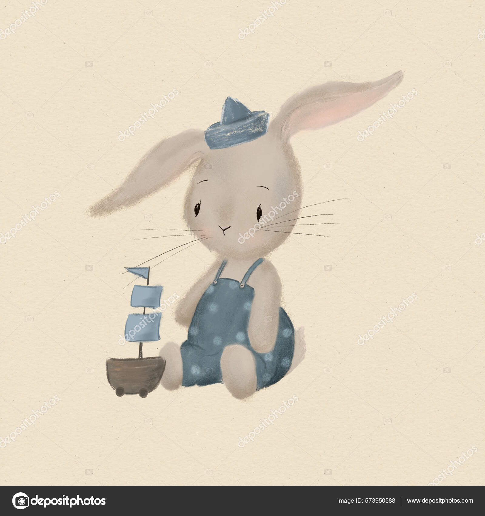 Illustration Bitmap Drawing Children Cute Animal Hare Stock ...