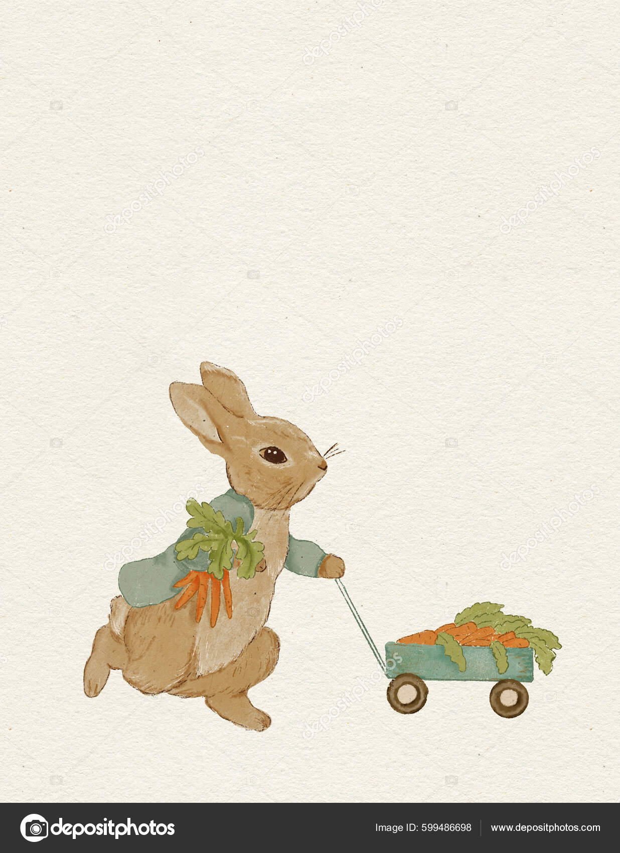 Rabbit Illustration Greeting Card Rabbit Autumn Card Thanksgiving Day ...