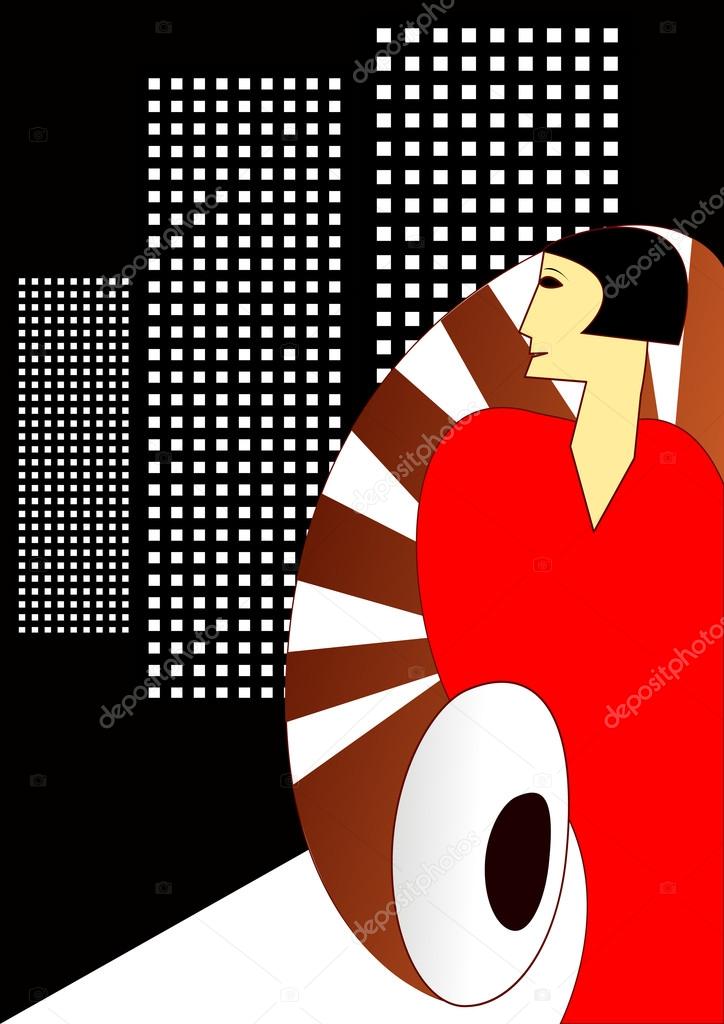 Cartel De Estilo Art Deco Con Una Mujer De Los Años 30 2023