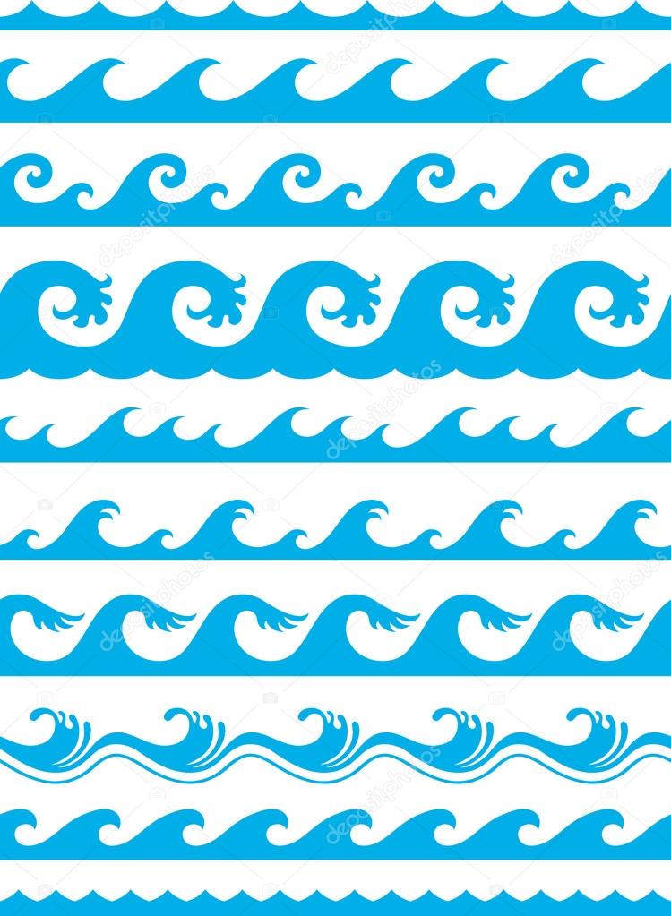Seamless ocean wave set — Stock Vector © pauljune #15607761