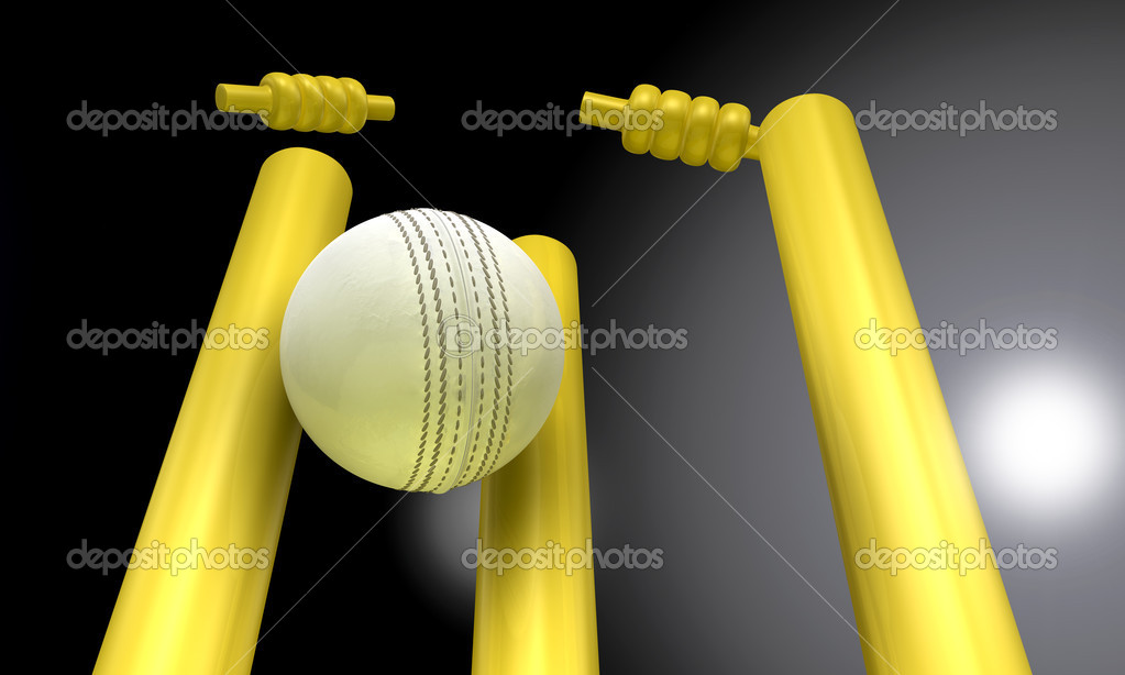 Cricket Ball Hitting Wickets At Night — Stock Photo © albund #12360553