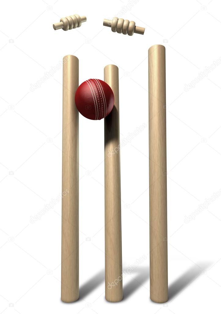 Cricket Ball Hitting Wickets Front Isolated ⬇ Stock Photo, Image by ...