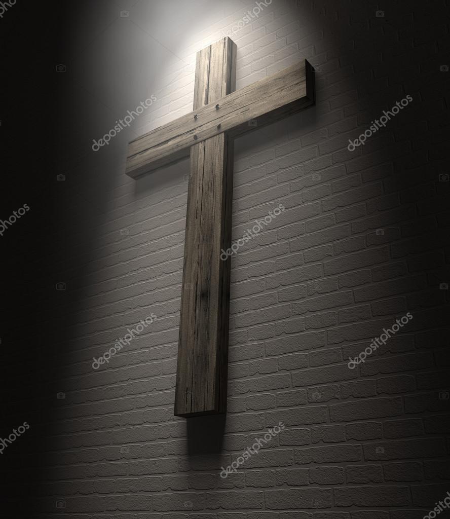 Crucifix On A Wall Under Spotlight — Stock Photo © albund #20941995