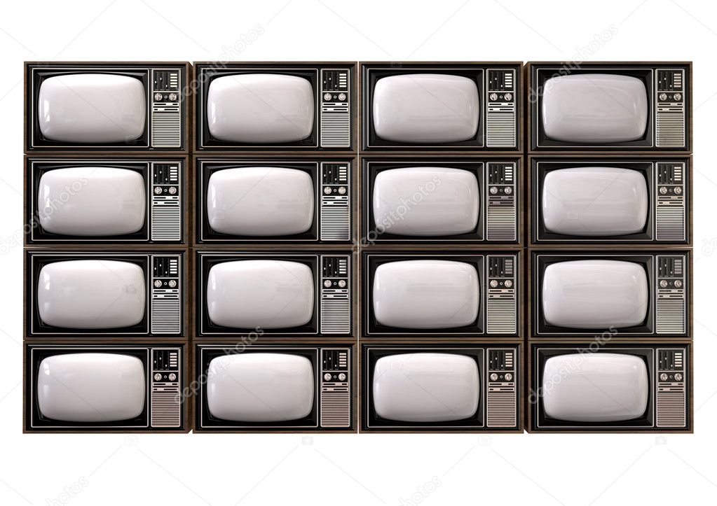 Vintage TV Stack Isolated Front Stock Photo by ©albund 21174093